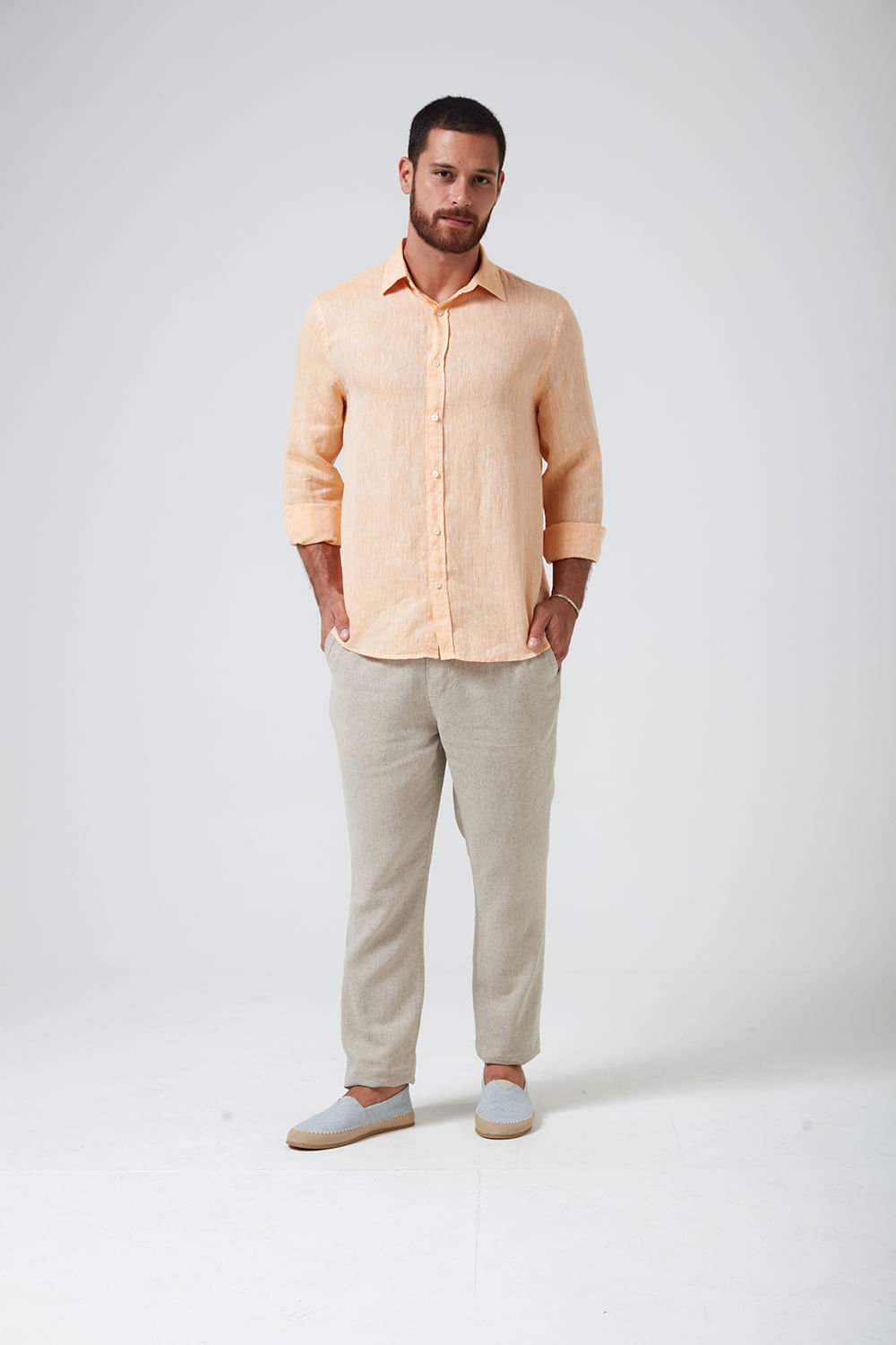 Camisa Linho Mescla-Melao